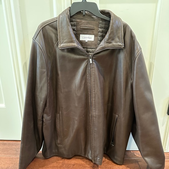Calvin Klein | Jackets & Coats | Mens Calvin Klein Brown Leather Jacket ...